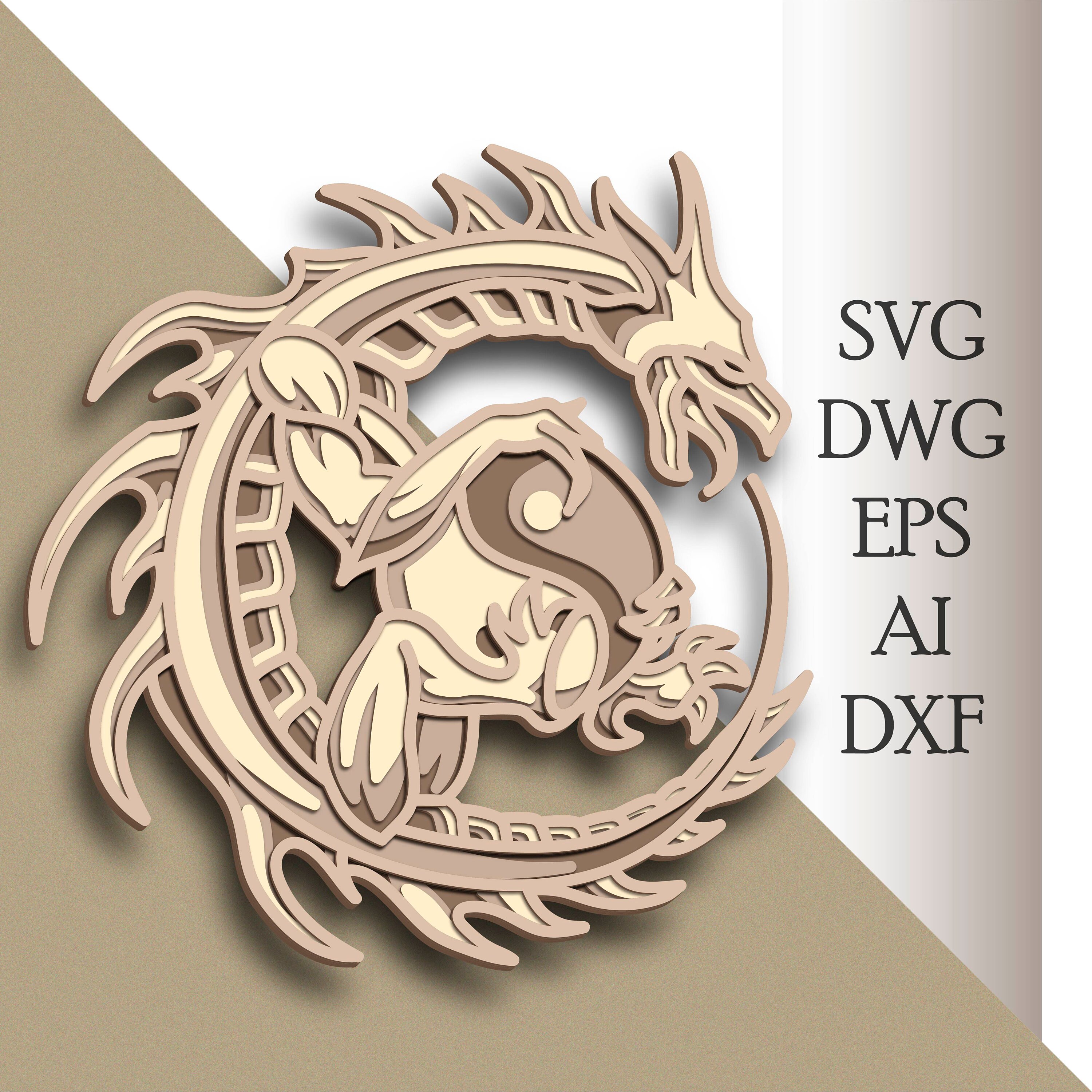Dragon multilayer SVG/ Dragon cut file/ 3D layer/ Plywood cutting ...