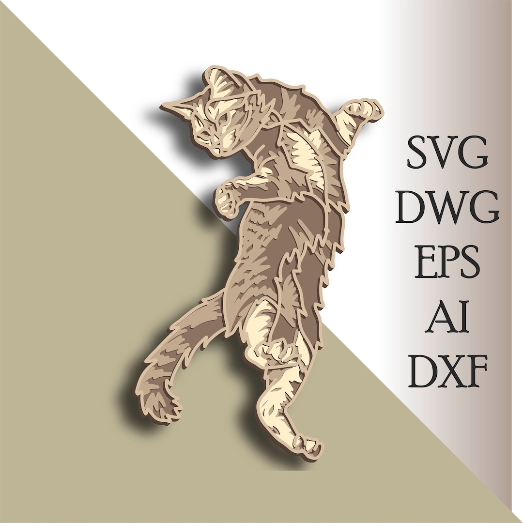 Cat Multilayer SVG/ Cat Cut File/ 3D Layer/ Plywood Cutting/ Paper ...