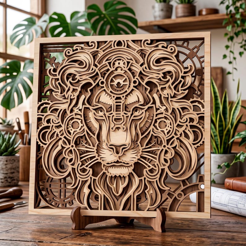 Lion Multilayer SVG. Laser Cut File. Layer Construction. Plywood ...
