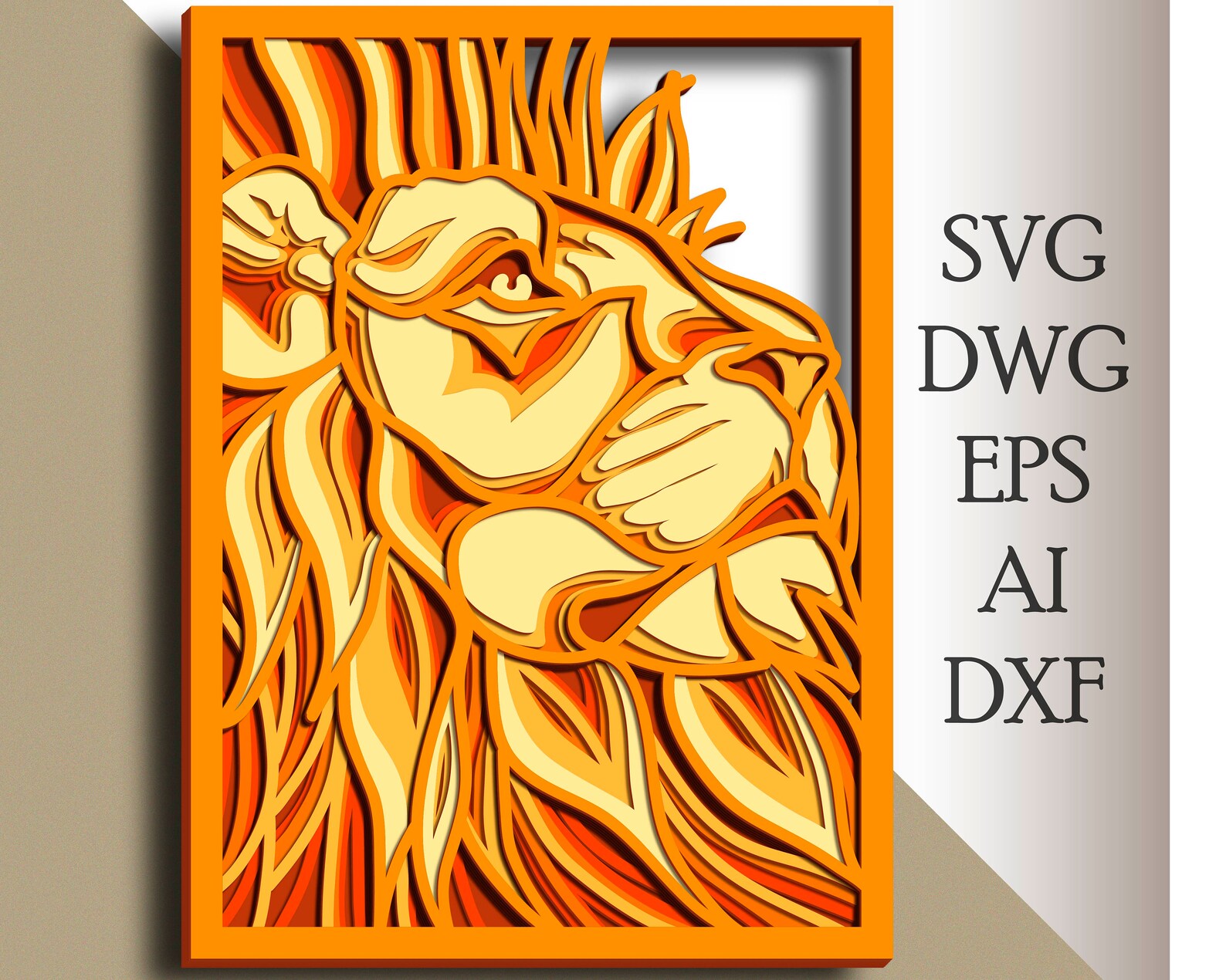 Lion Multilayer SVG/ Lion Cut File/ 3D Layer/ Plywood Cutting/ - Etsy ...