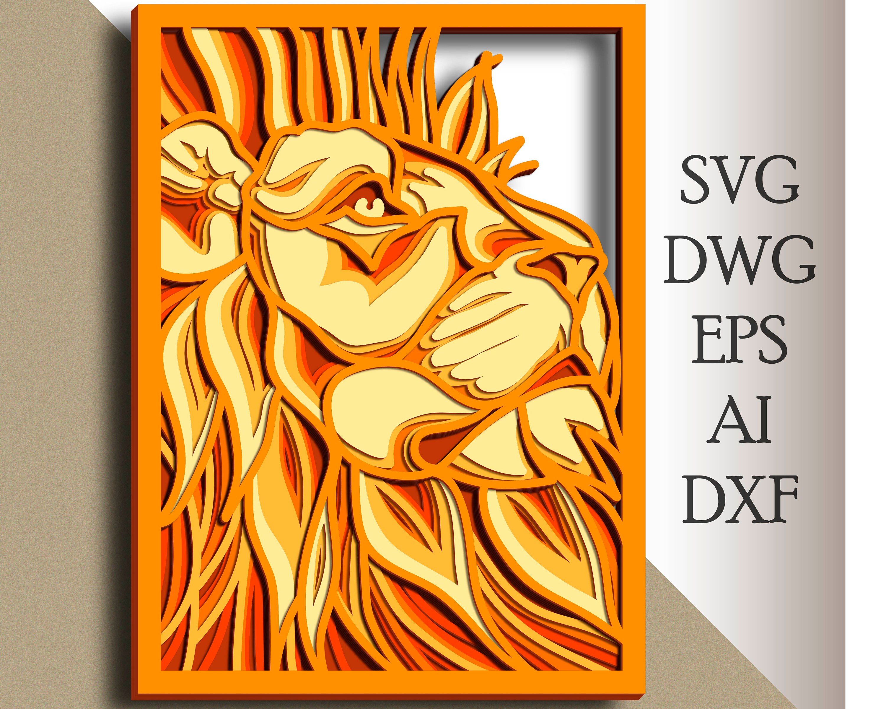 Lion Multilayer SVG/ Lion Cut File/ 3D Layer/ Plywood Cutting/ - Etsy ...