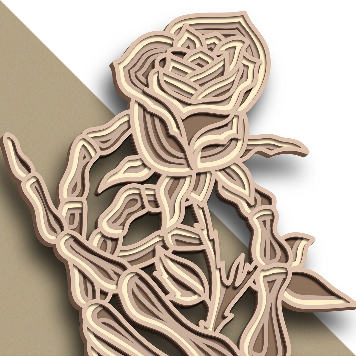Rose Multilayer SVG/ Rose Cut File/ 3D Layer/ Plywood Cutting/ - Etsy