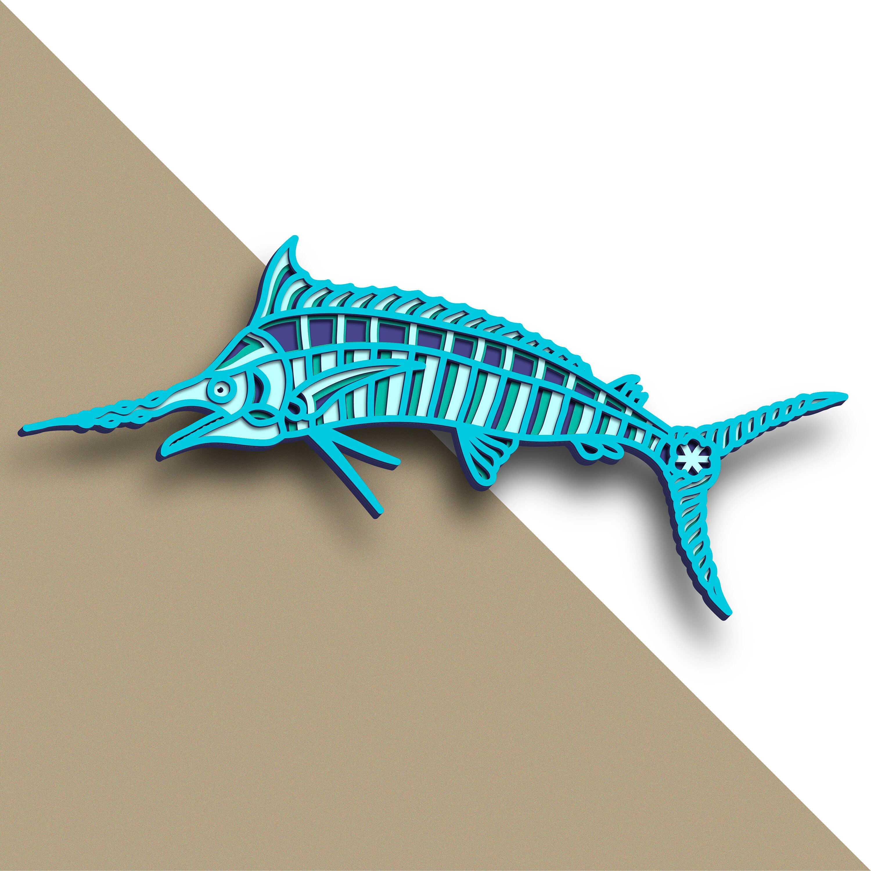 Marlin Multilayer SVG. Laser Cut File. Layer Construction. Plywood ...