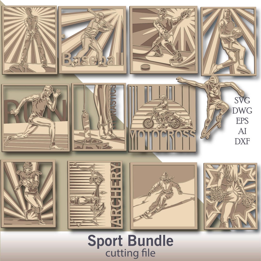 Sport Bundle Multilayer SVG. Laser Cut File. Layer Construction ...