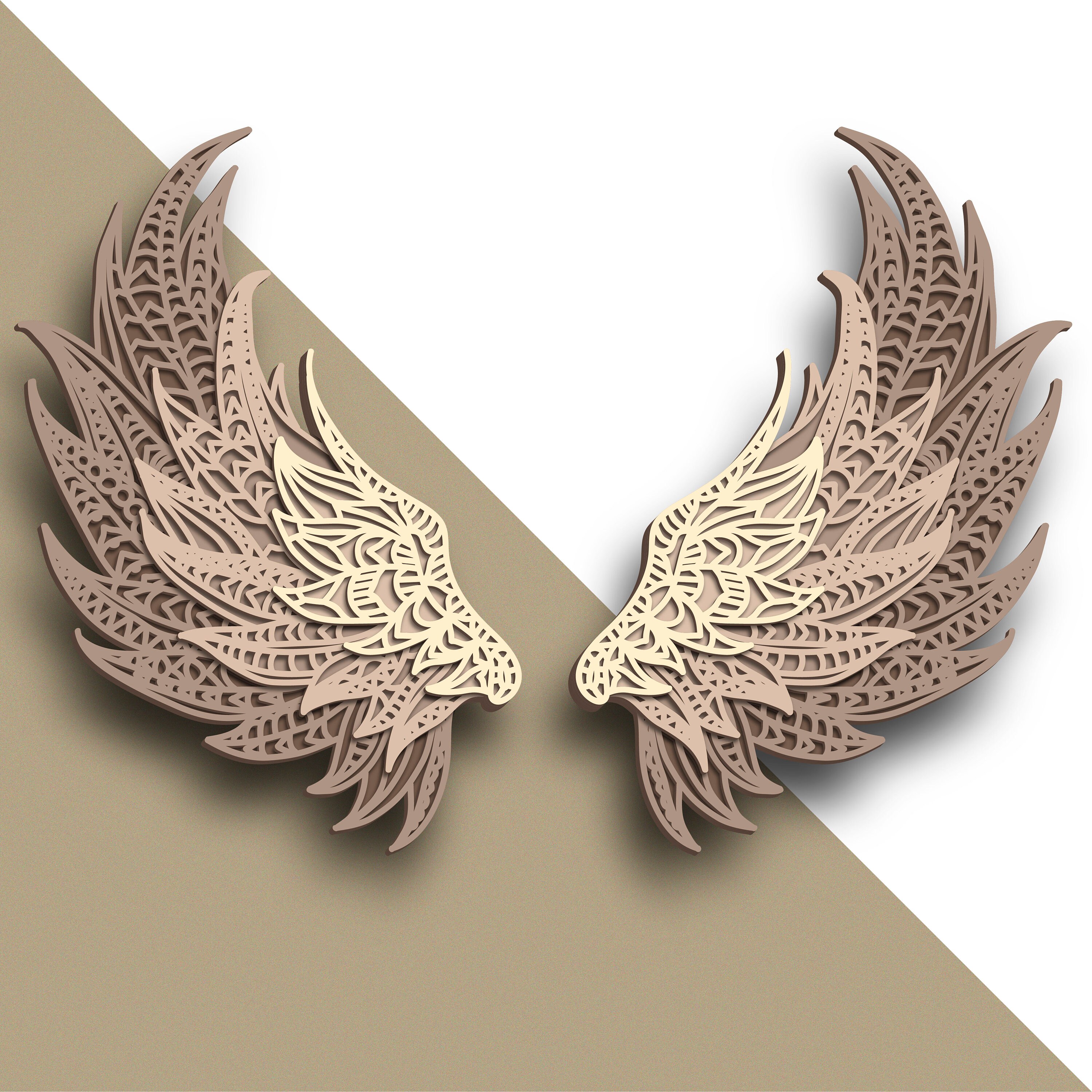 Wings multilayer SVG/ Wings cut file/ 3D layer/ Plywood | Etsy