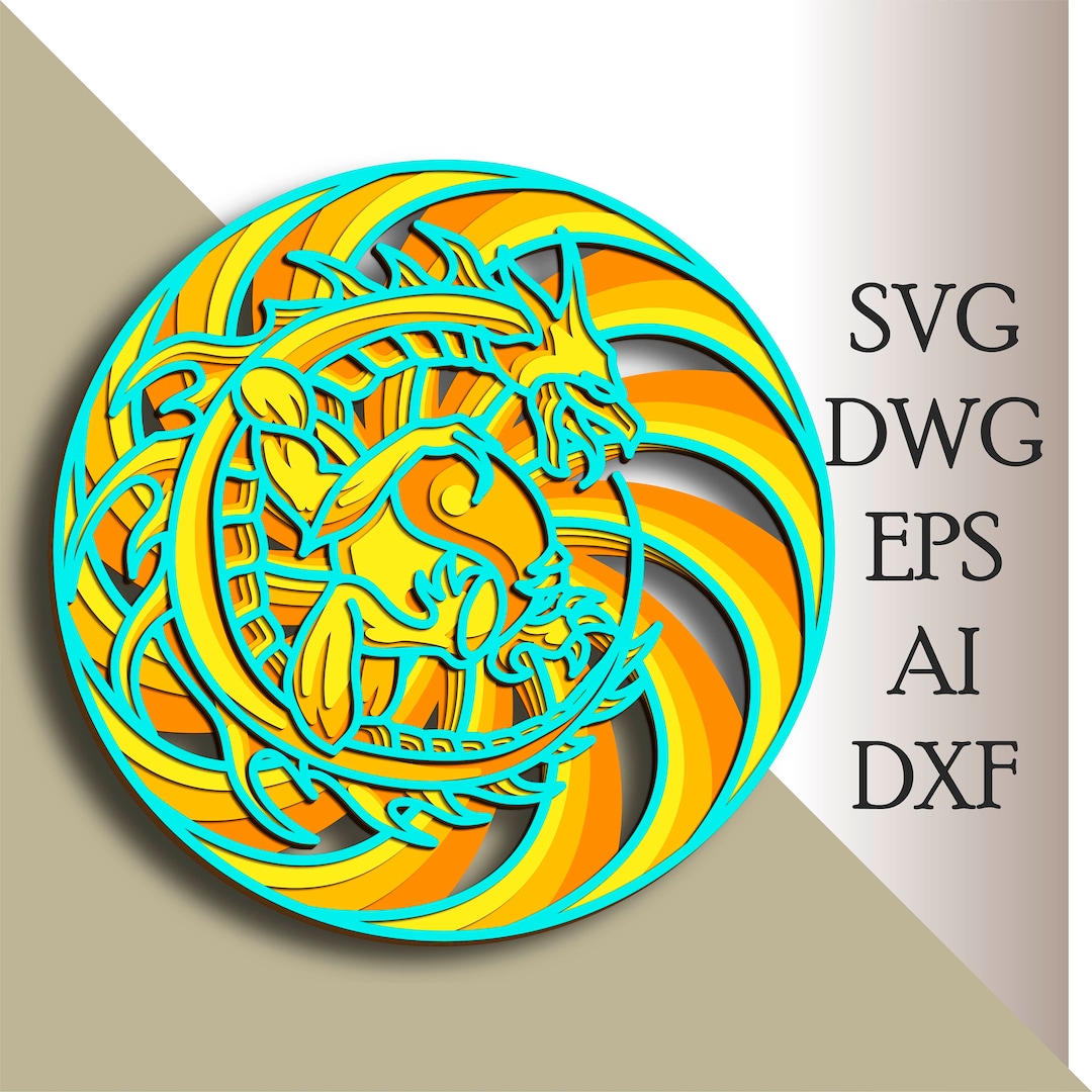 Dragon Multilayer SVG/ Dragon Cut File/ 3D Layer/ Plywood Cutting ...