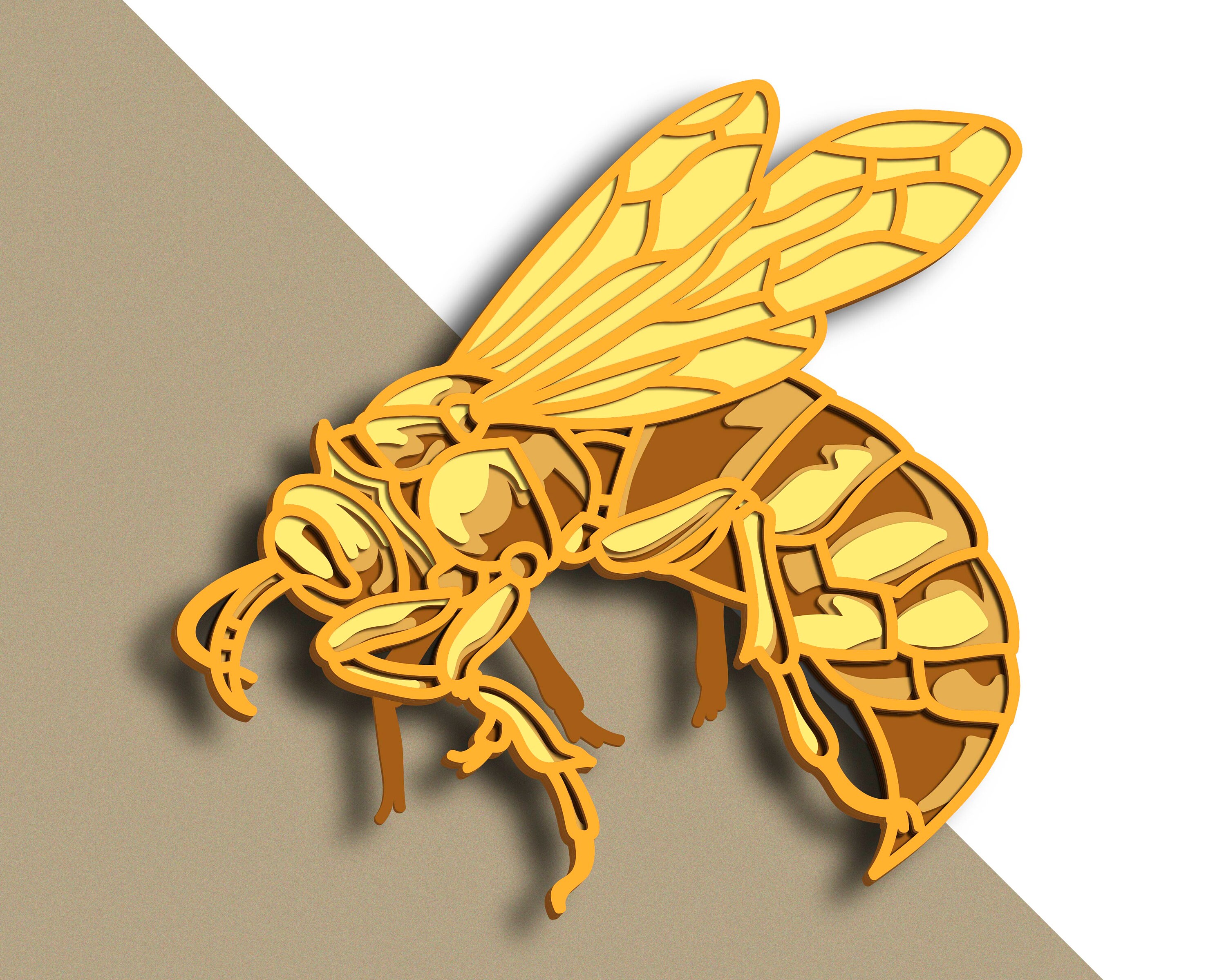 Bee multilayer SVG/ Bee cut file/ 3D layer/ Plywood cutting/ | Etsy