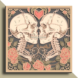 Skull Love Multilayer SVG/ Skull Love Cut File/ 3D Layer/ Plywood ...