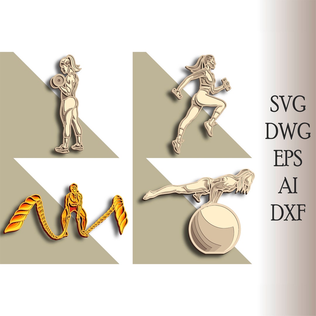 Gym Bundle Multilayer SVG. Laser Cut File. Layer Construction. Plywood ...