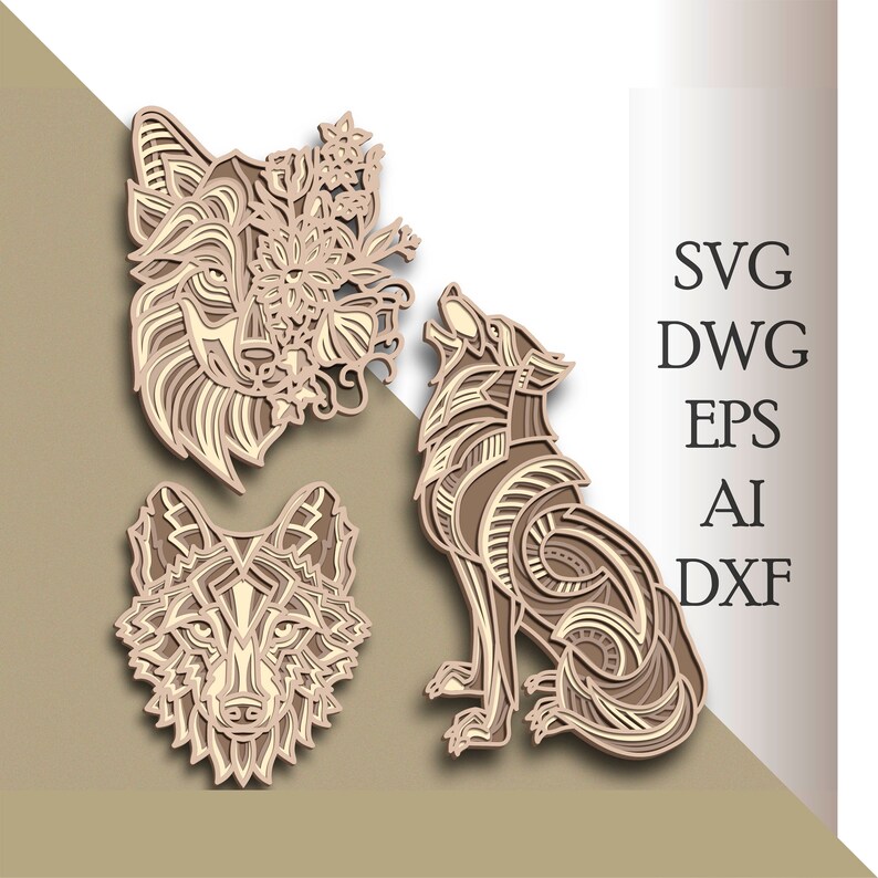 Wolf Multilayer SVG. Laser Cut File. Layer Construction. Plywood ...
