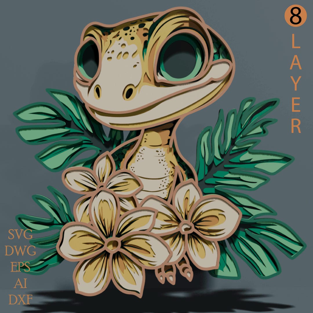 Lizard Multilayer SVG. Laser Cut File. Layer Construction. Plywood ...