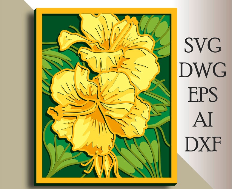 Hibiscus 3D Multilayer SVG/ Hibiscus Zentangle Cut File/ 3D - Etsy