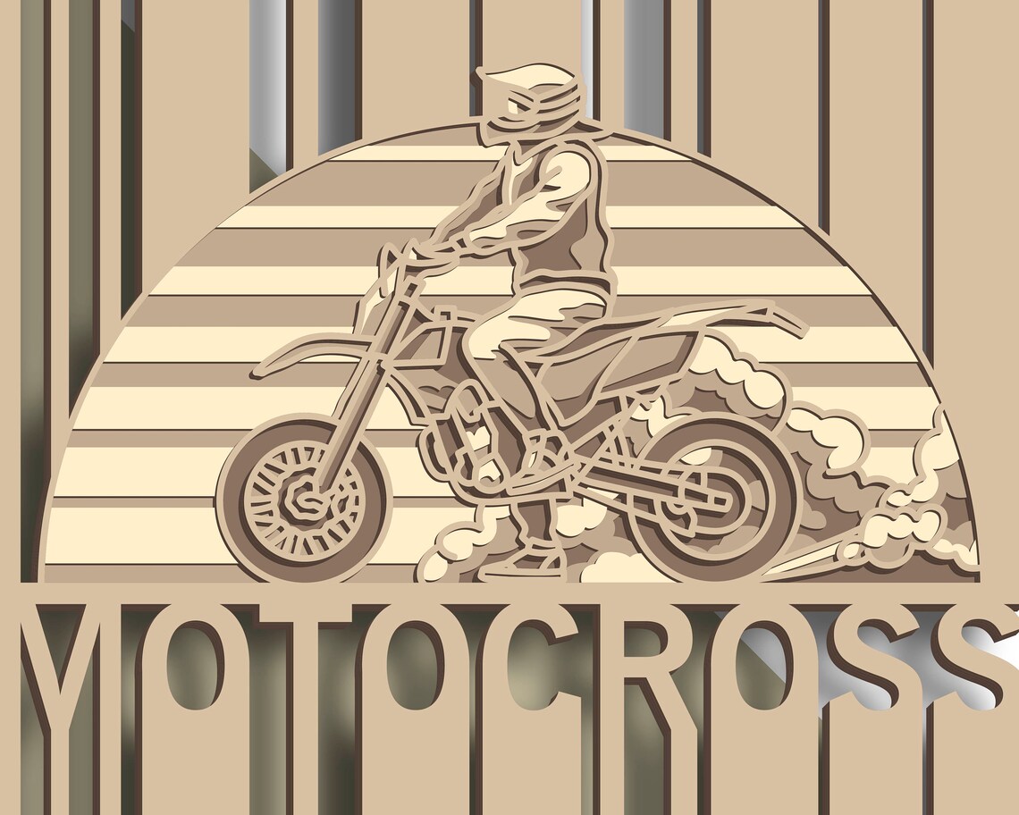 Motocross 3D Multilayer SVG/ Motocross Zentangle Cut File/ 3D - Etsy