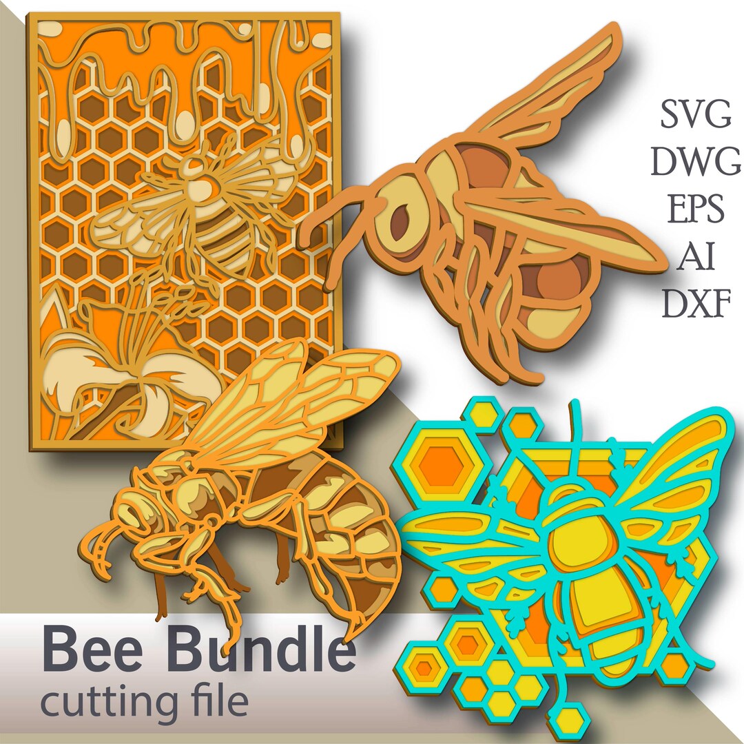 Bee Bundle Multilayer Svg/ Bee Horney Cut File/ 3D Layer/ Plywood ...