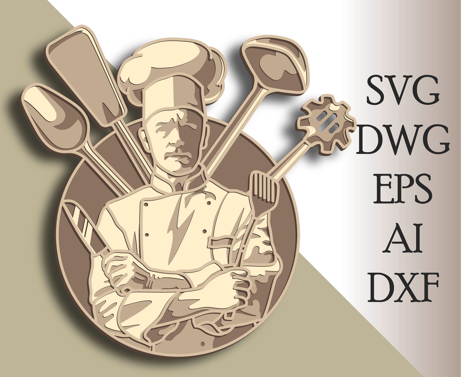 Chef Cook Multilayer SVG/ Chef Cook Cut File/ 3D Layer/ - Etsy