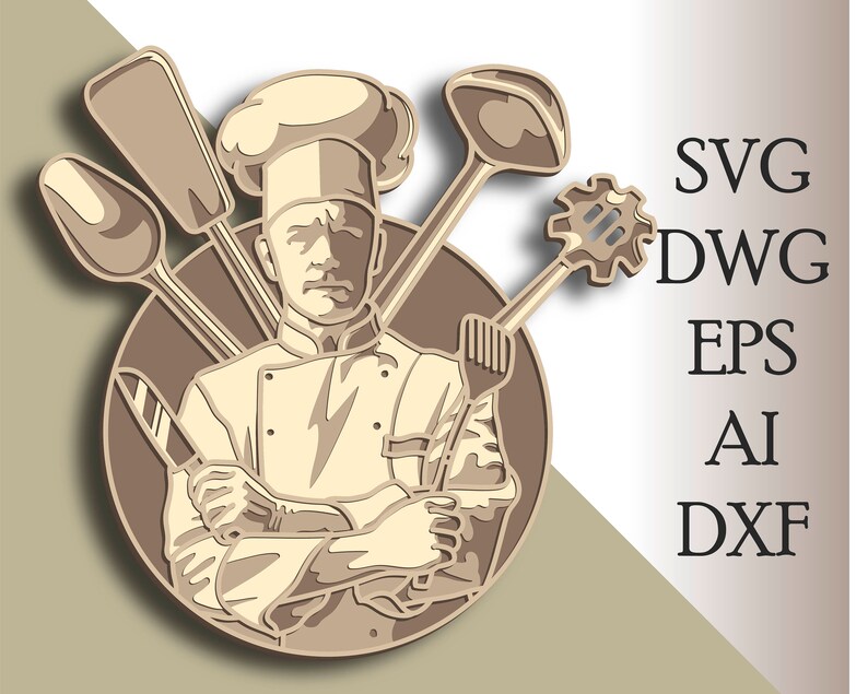 Chef Cook Multilayer SVG/ Chef Cook Cut File/ 3D Layer/ - Etsy
