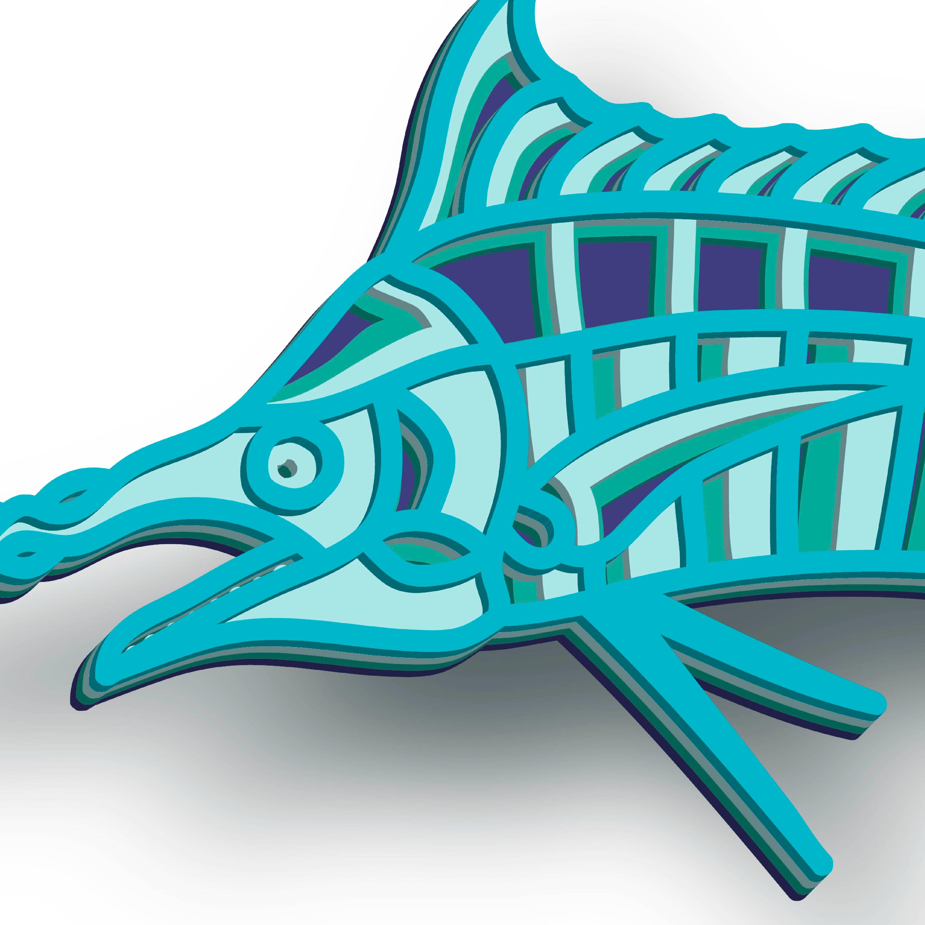 Marlin Multilayer SVG. Laser Cut File. Layer Construction. Plywood ...