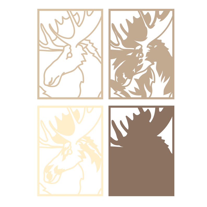Moose Multilayer SVG. Laser Cut File. Layer Construction. Plywood ...