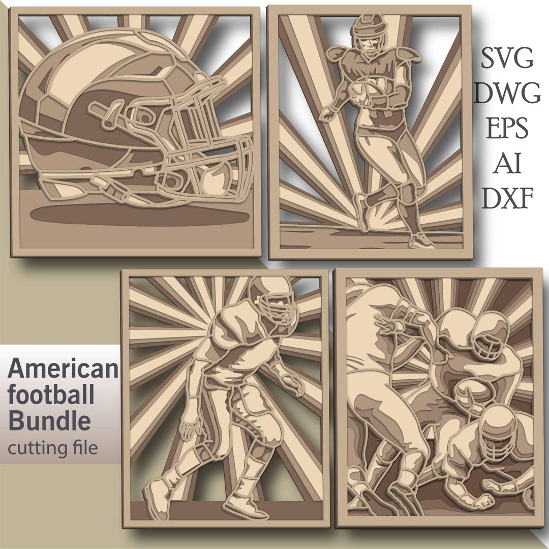 American Football Bundle Multilayer Svg/ American Football Cut File/ 3D ...