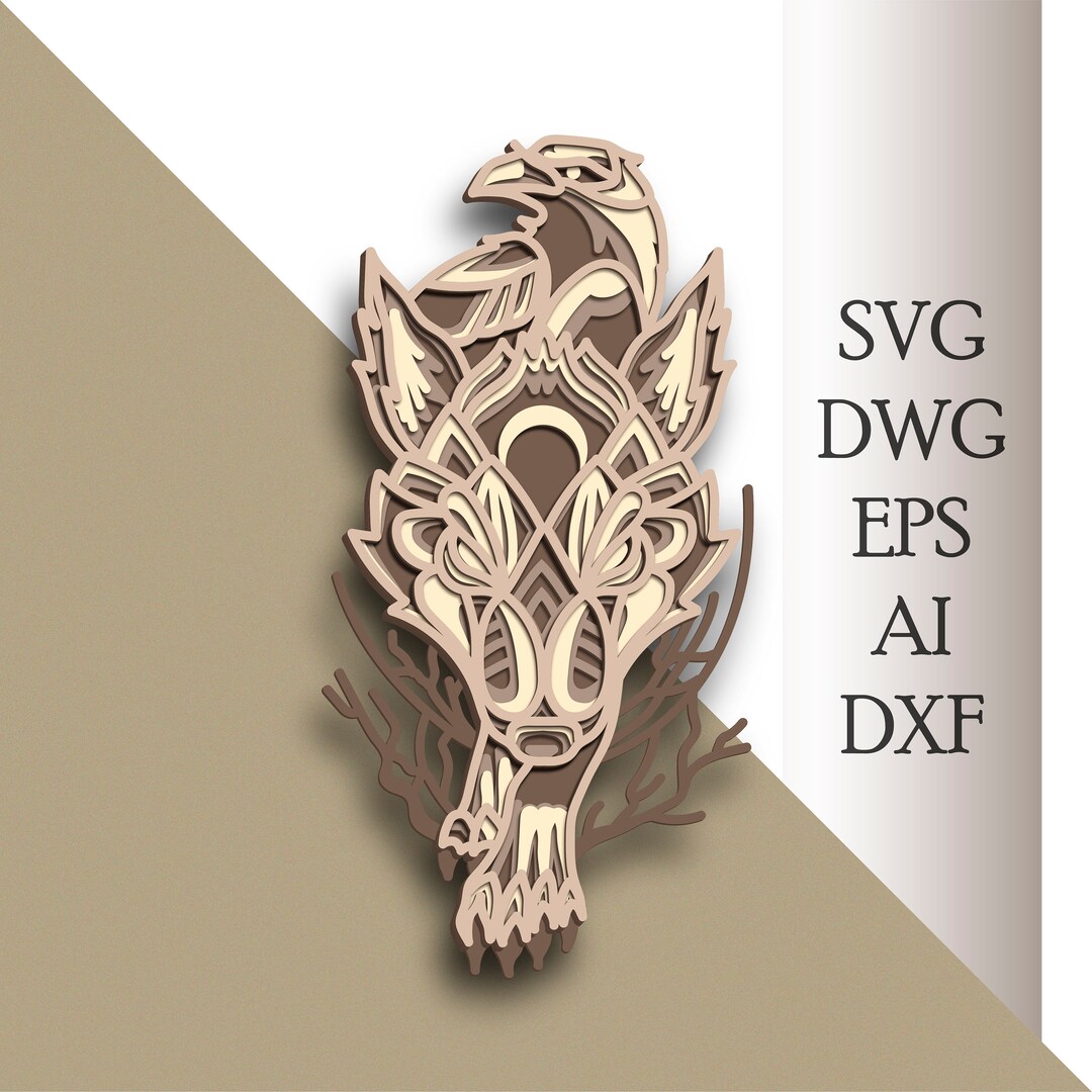 3D Wolf Multilayer SVG/ Wolf Cut File/ 3D Layer/ Plywood Cutting/ Paper ...