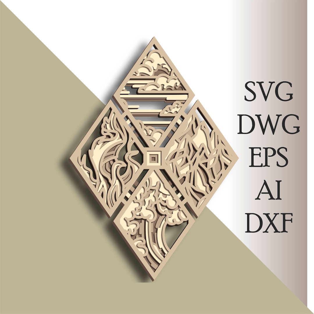 Elements Multilayer SVG. Laser Cut File. Layer Construction. Plywood ...