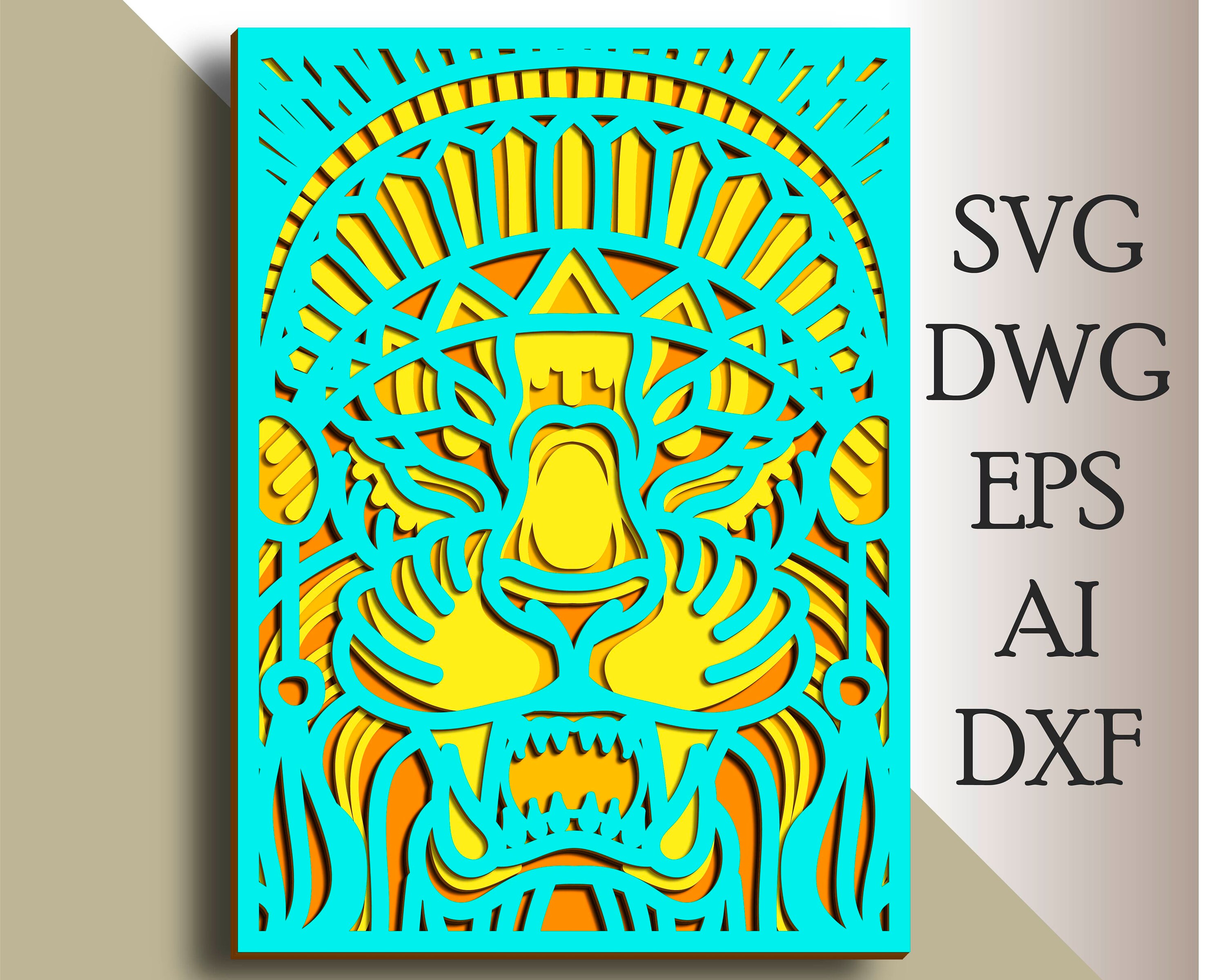 Drawing & Illustration Tiger head multilayer SVG/ Tiger cut file/ 3D ...