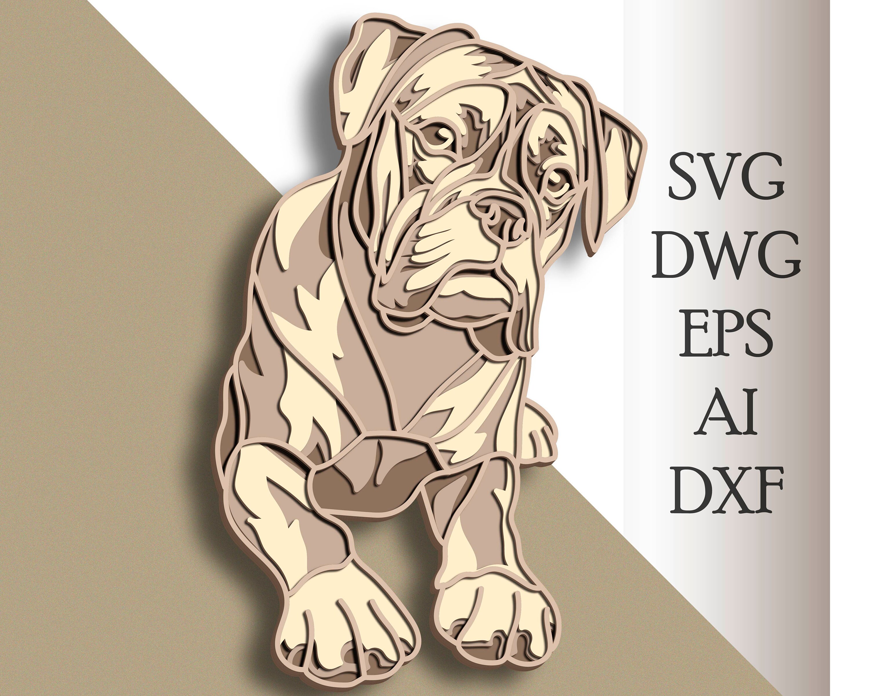 Boxer Dog Multilayer SVG/ Boxer Dog Cut File/ 3D Layer/ - Etsy