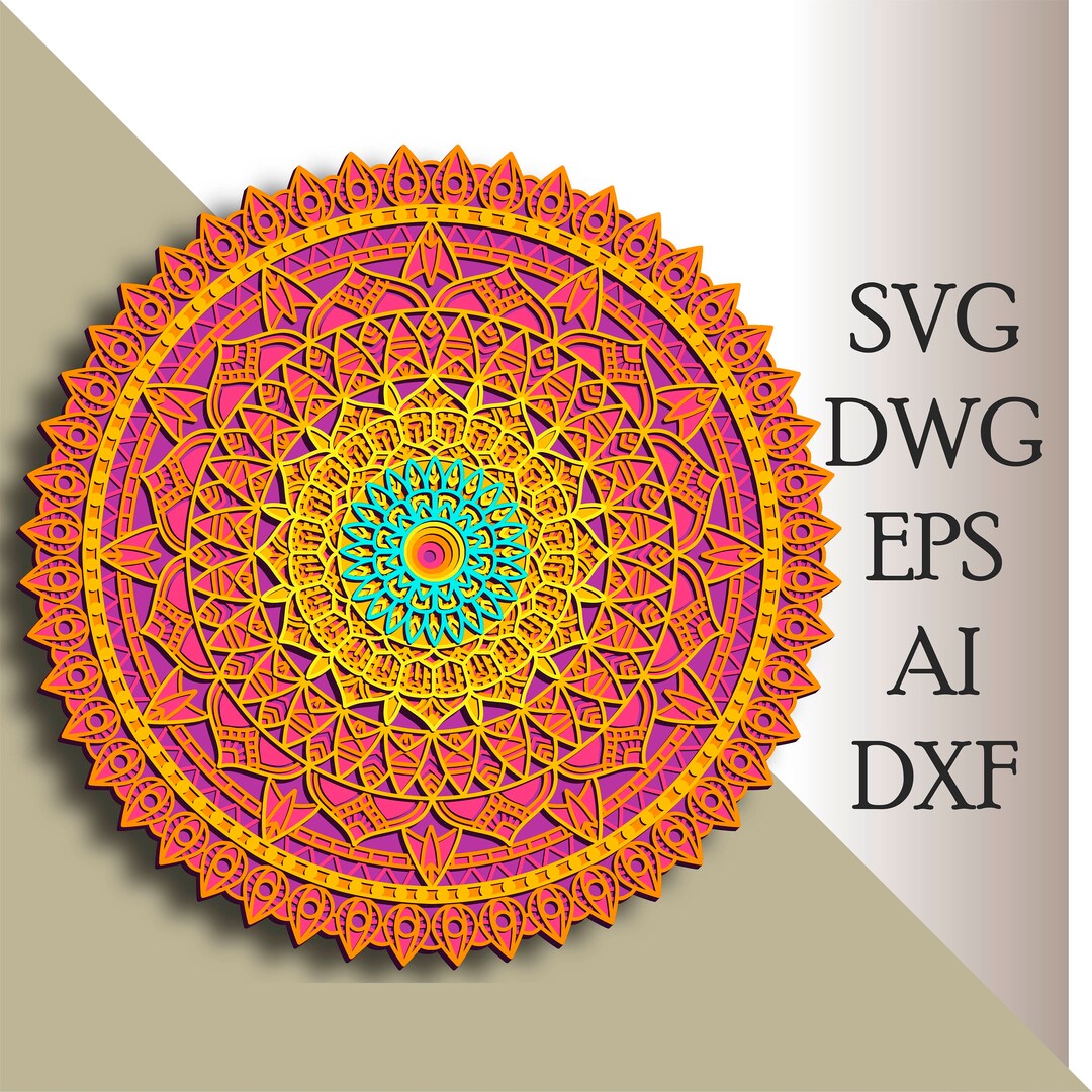 Mandala multicapa SVG/ Archivo de corte Mandala/ Capa 3D/ Corte de ...