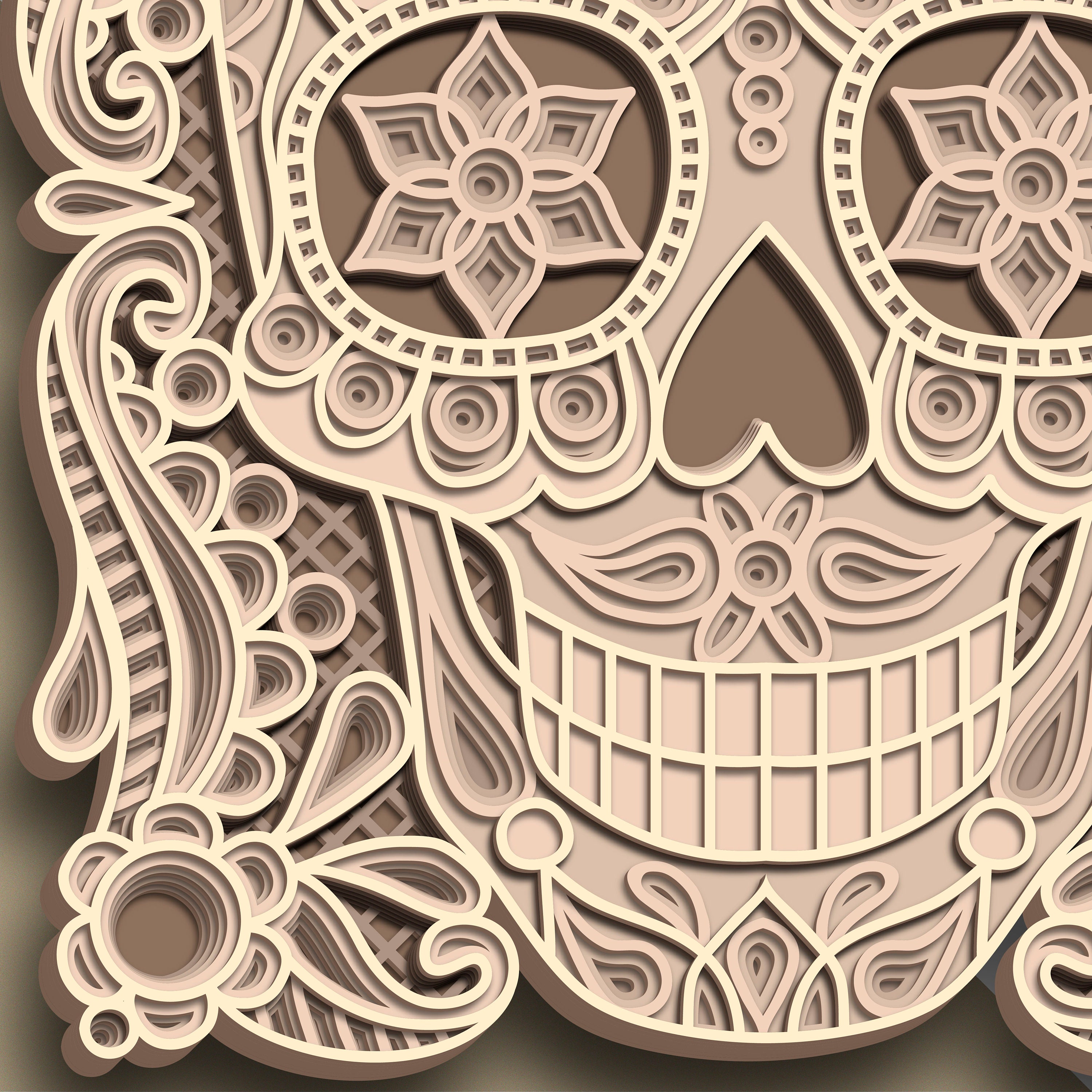 Sugar Skull Multilayer SVG/ Skull Mandala Cut File/ 3D Layer/ | Etsy ...