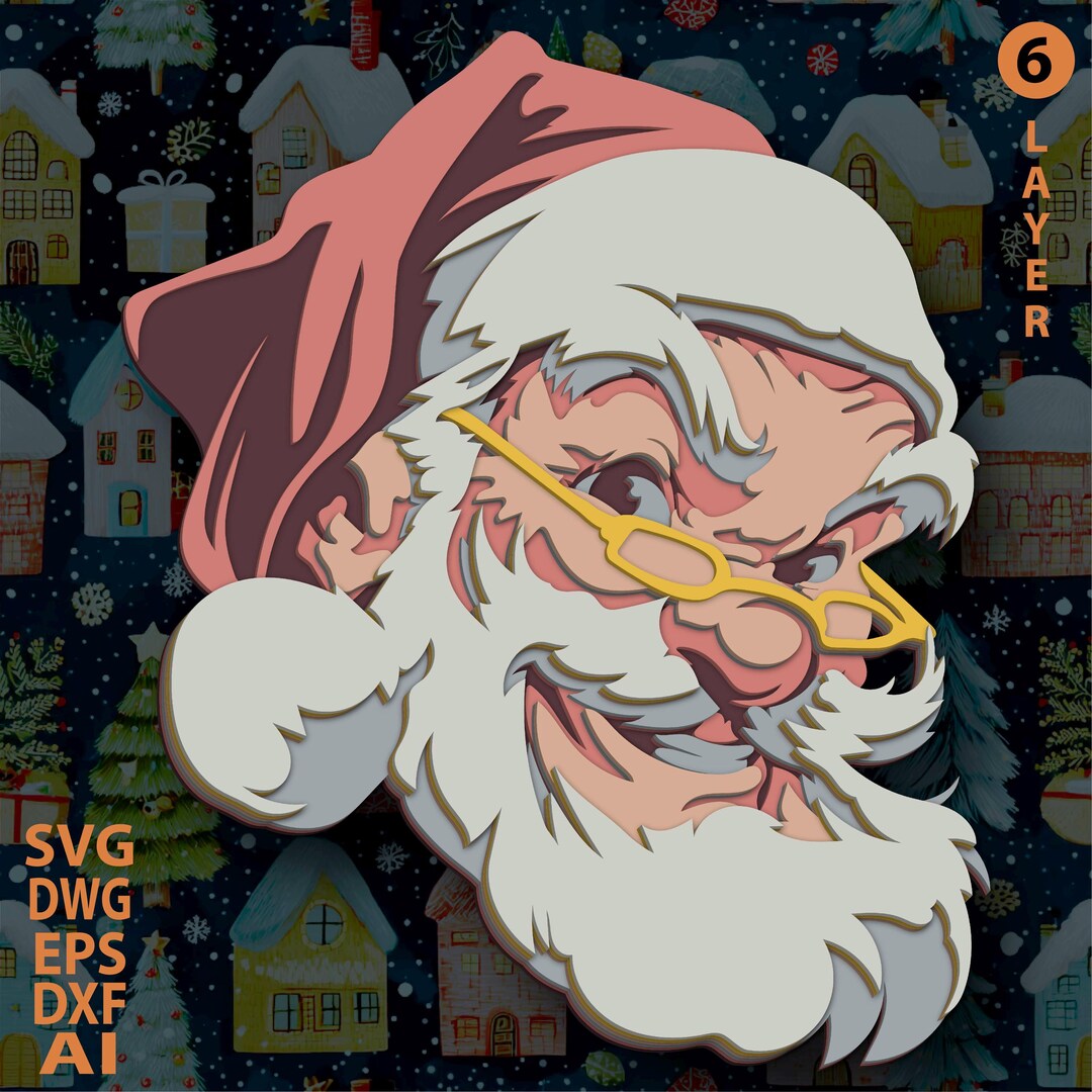 Santa Claus Laser Cut File. Layer Construction. Plywood Cutting. CNC ...