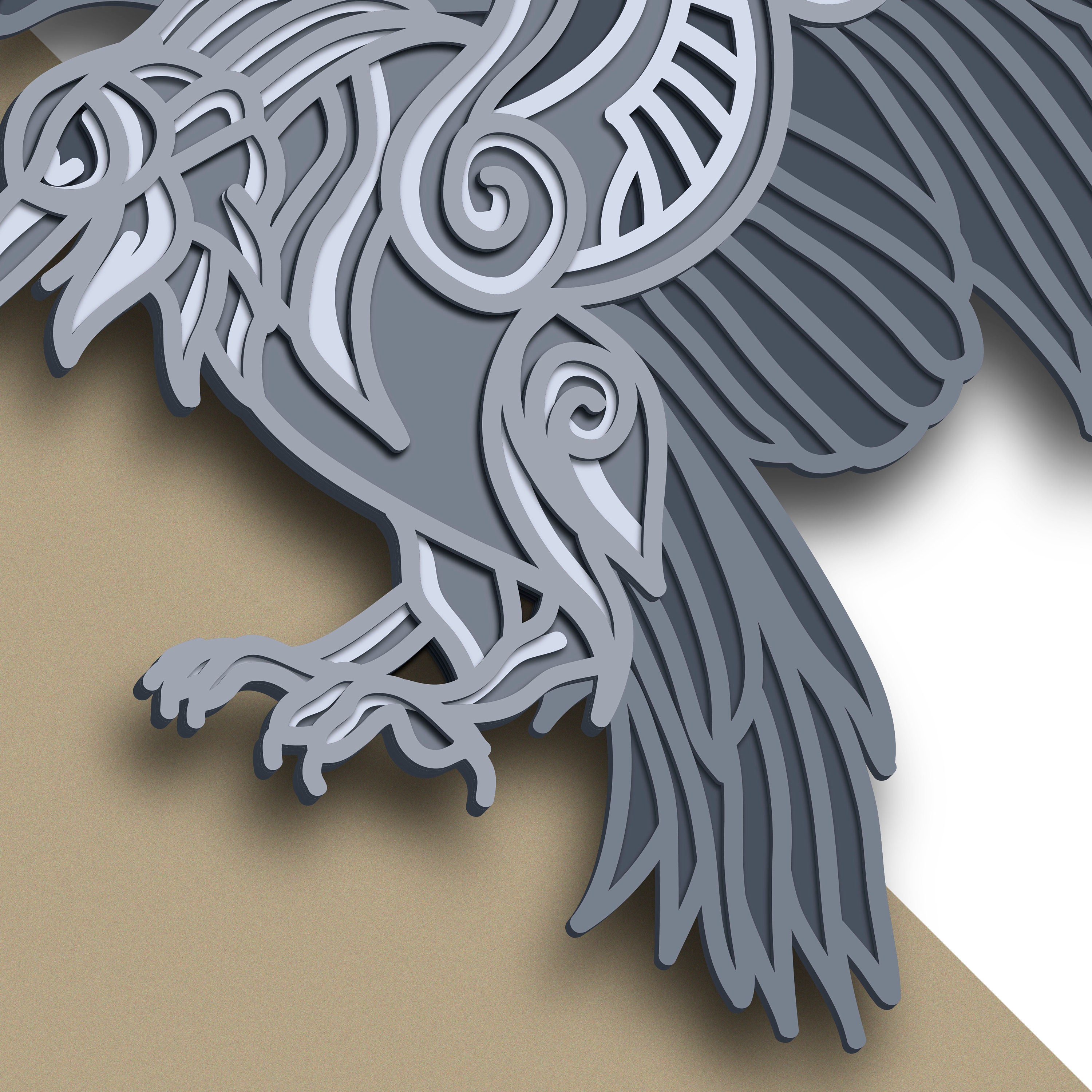 Raven Multilayer SVG/ Raven Cut File/ 3D Layer/ Plywood Cutting/ Paper ...