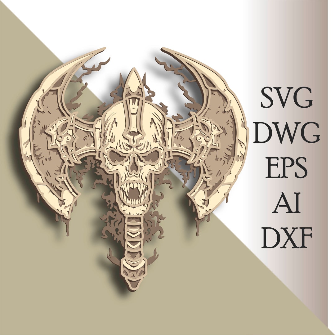 Ax Skull Multilayer SVG/ Ax Cut File/ 3D Layer/ Plywood Cutting/ Paper ...