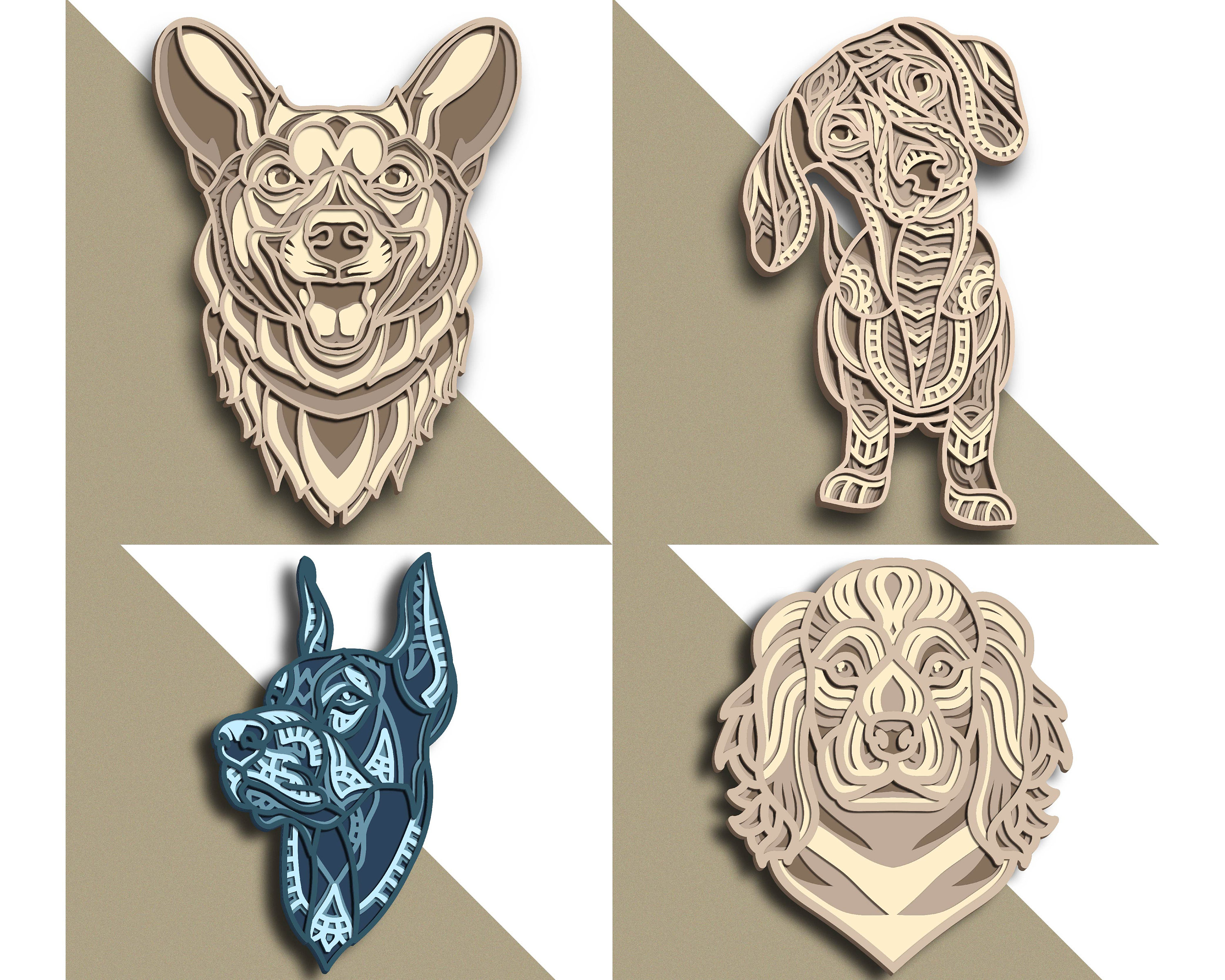 Dog Bundle Multilayer SVG. Laser Cut File. Layer Construction. Plywood ...