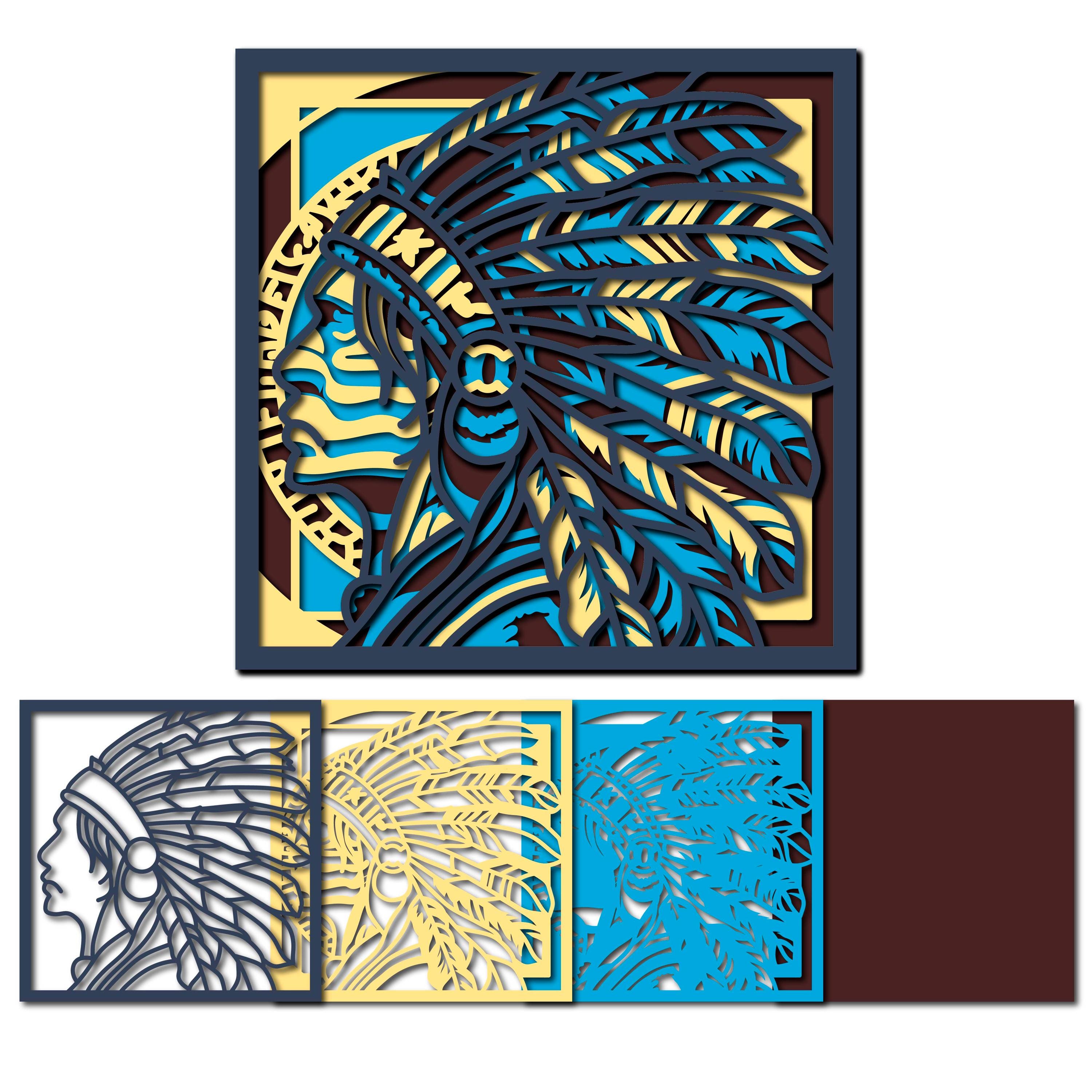 American Native Multilayer SVG. Laser Cut File. Layer Chief ...