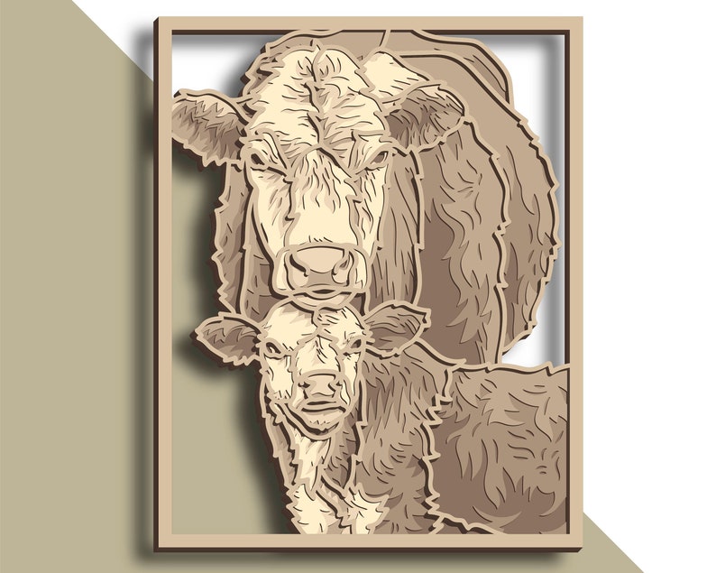 Cow Multilayer SVG. Laser Cut File. Layer Construction. Plywood Cutting ...
