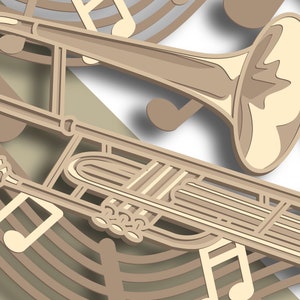 Trombone Multilayer SVG/ Trombone Cut File/ 3D Layer/ Plywood Cutting ...