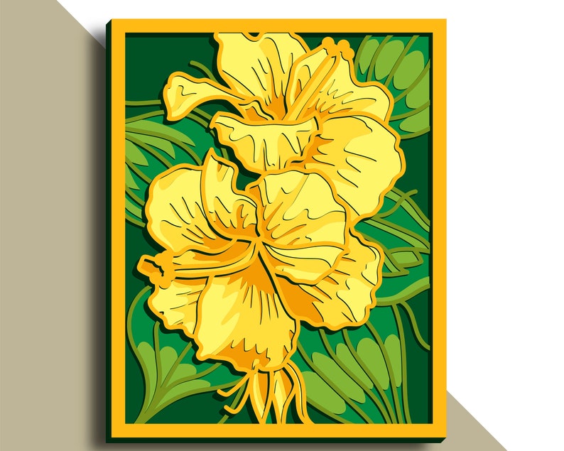 Hibiscus Multilayer SVG. Laser Cut File. Layer Construction. Plywood ...