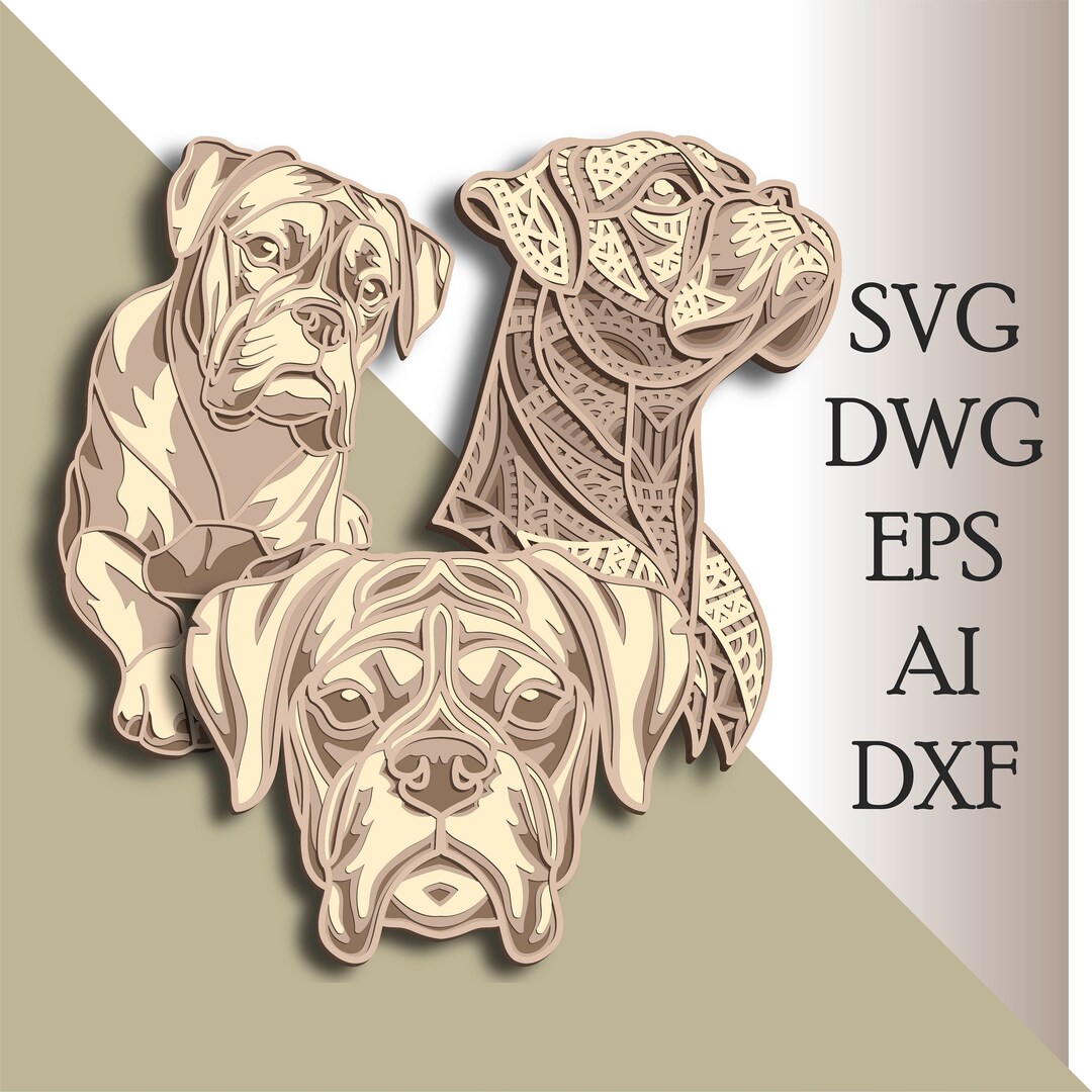Boxer Dog Bundle Multilayer SVG/ Boxer Dog Bundle Cut File/ 3D Layer ...