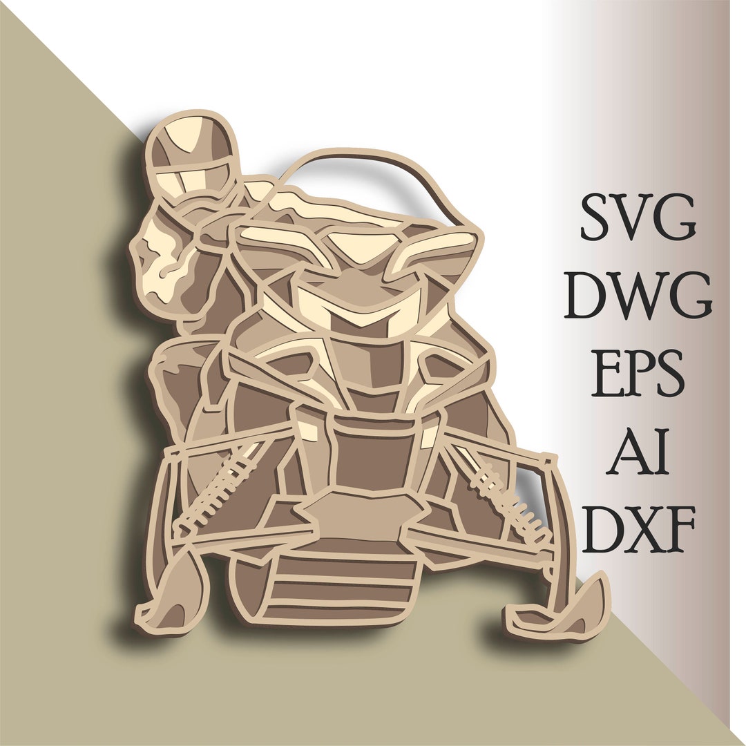 Snowmobile Multilayer SVG. Laser Cut File. Layer Construction. Plywood ...