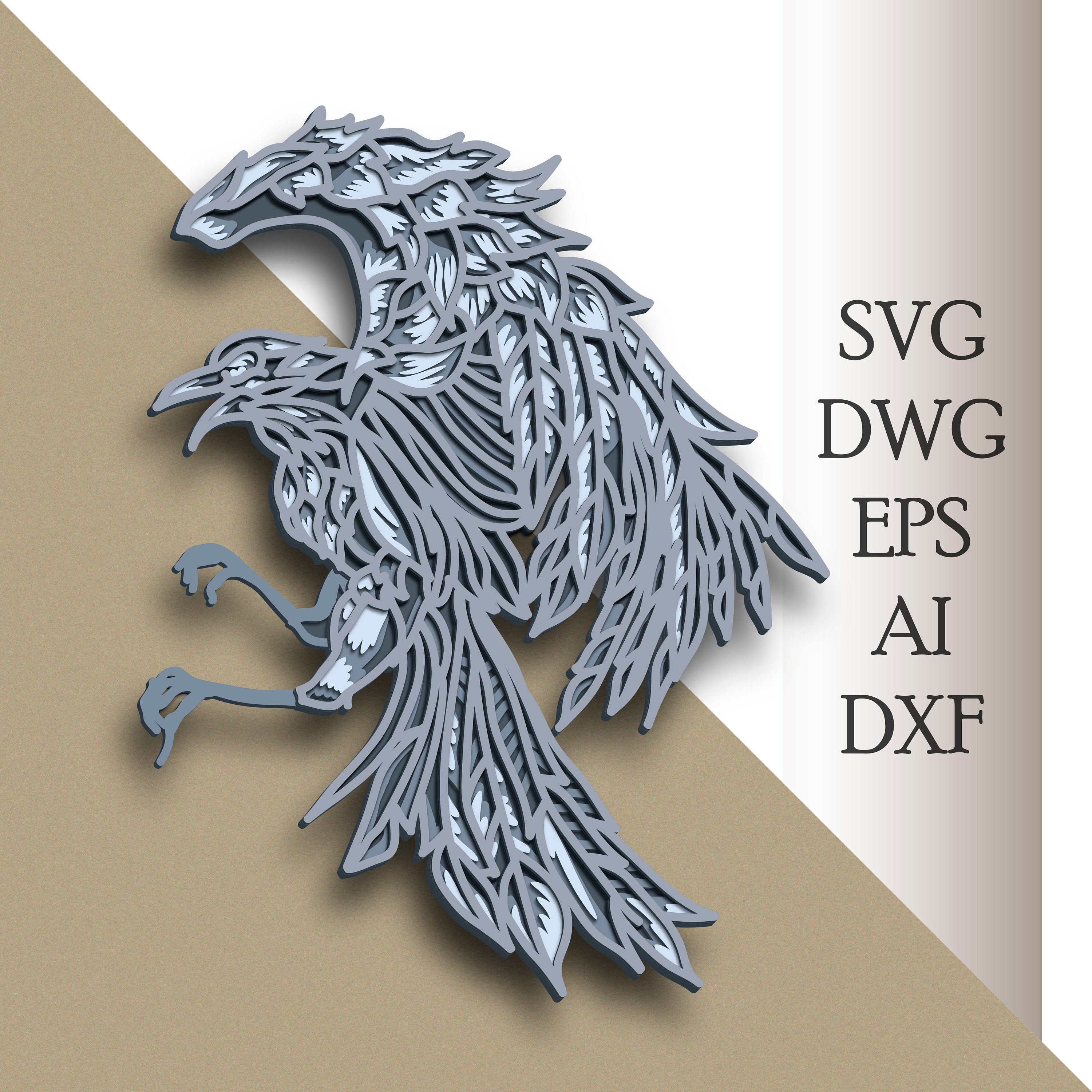 Raven Multilayer SVG/ Raven Cut File/ 3D Layer/ Plywood - Etsy