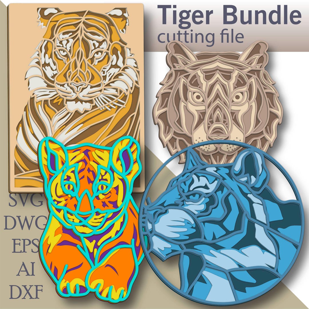 Tiger Bundle Multilayer Svg/ Tiger Bundle Cut File/ 3D Layer/ Plywood ...