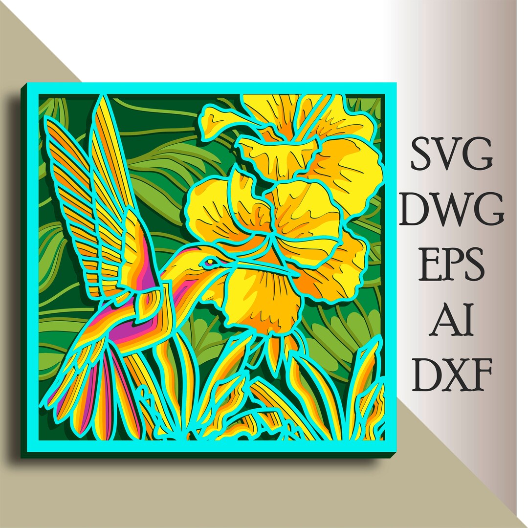 Colibrí 3D multicapa SVG/Archivo de corte de colibrí/Capa 3D/Corte de ...