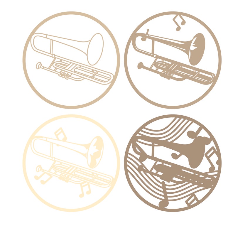 3D Trombone Multilayer SVG. Laser Cut File. Layer Construction. Plywood ...