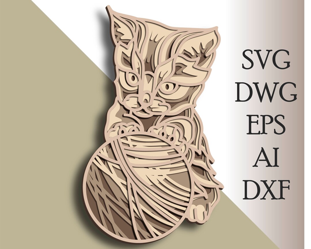 Cat Multilayer SVG/ Cat Cut File/ 3D Layer/ Plywood Cutting/ - Etsy