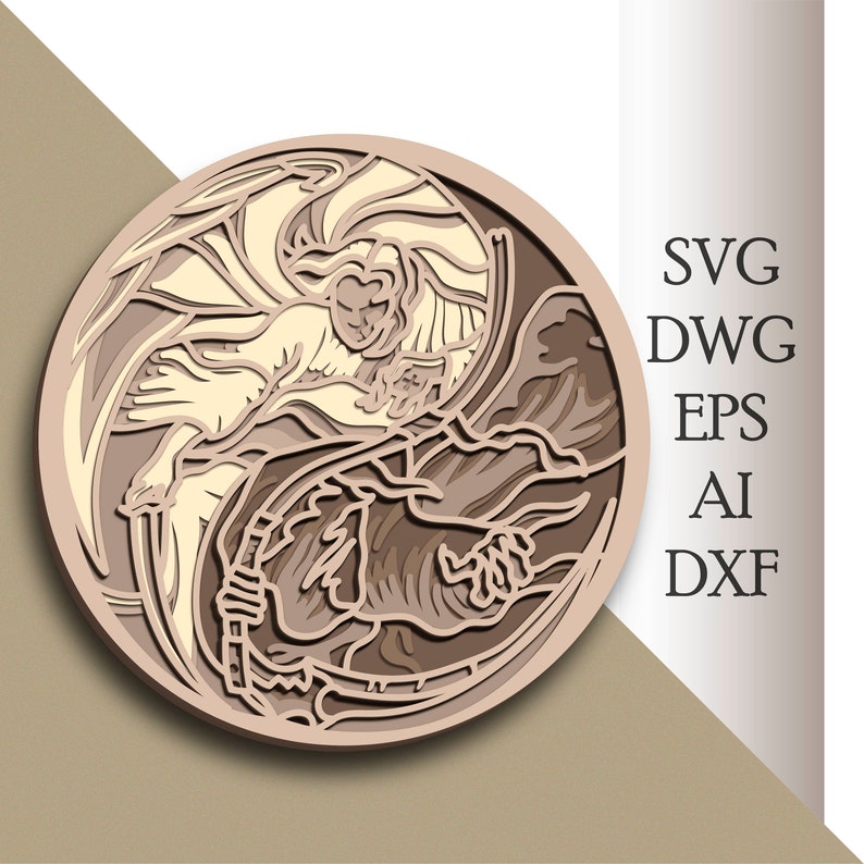 Angel Demon Multilayer SVG/ Angel Demon Cut File/ 3D Layer/ | Etsy