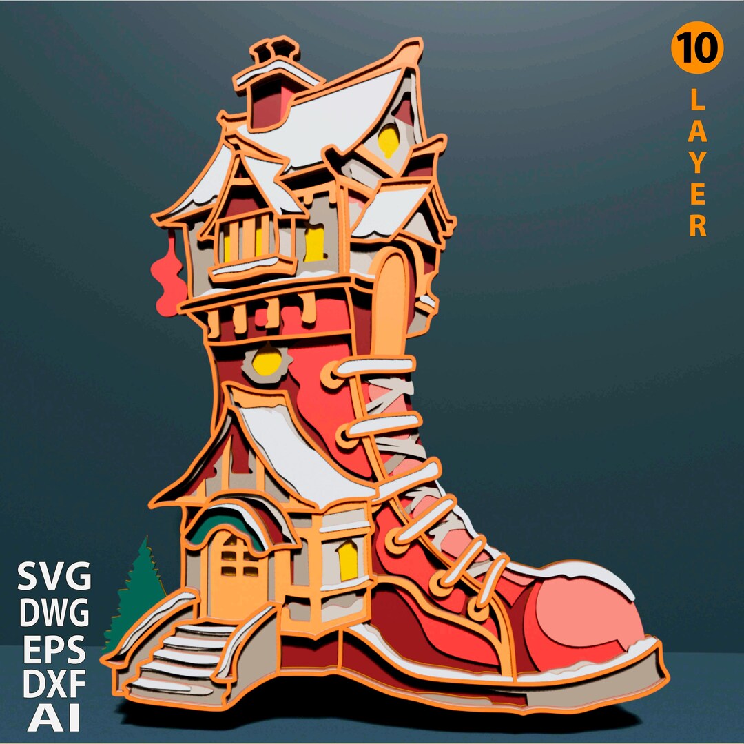 Santa Boot Laser Cut File. Layer Construction. Plywood Cutting. CNC ...
