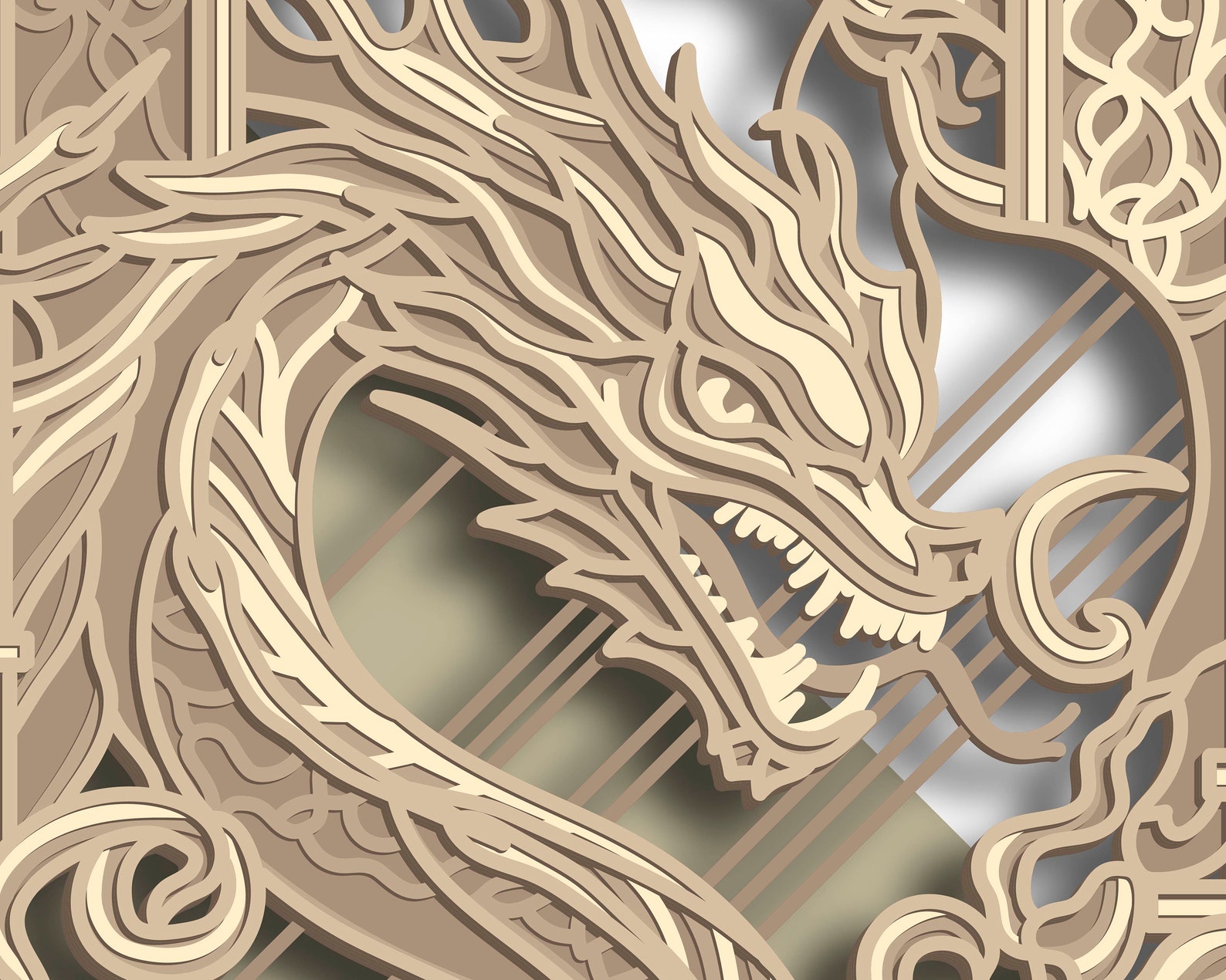 Dragon Multilayer SVG/ Dragon Cut File/ 3D Layer/ Plywood Cutting ...
