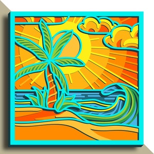 Beach Multilayer SVG/ Beach Cut File/ 3D Layer/ Plywood Cutting/ Paper ...