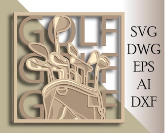 Golf Multilayer SVG/ Golf Cut File/ 3D Layer/ Plywood Cutting/ Paper ...