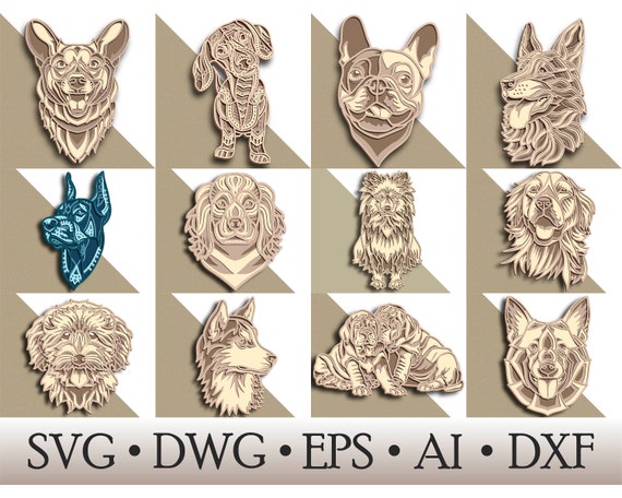 Dog Bundle Multilayer SVG/ Dog Bundle Cut File/ 3D Layer/ - Etsy Canada